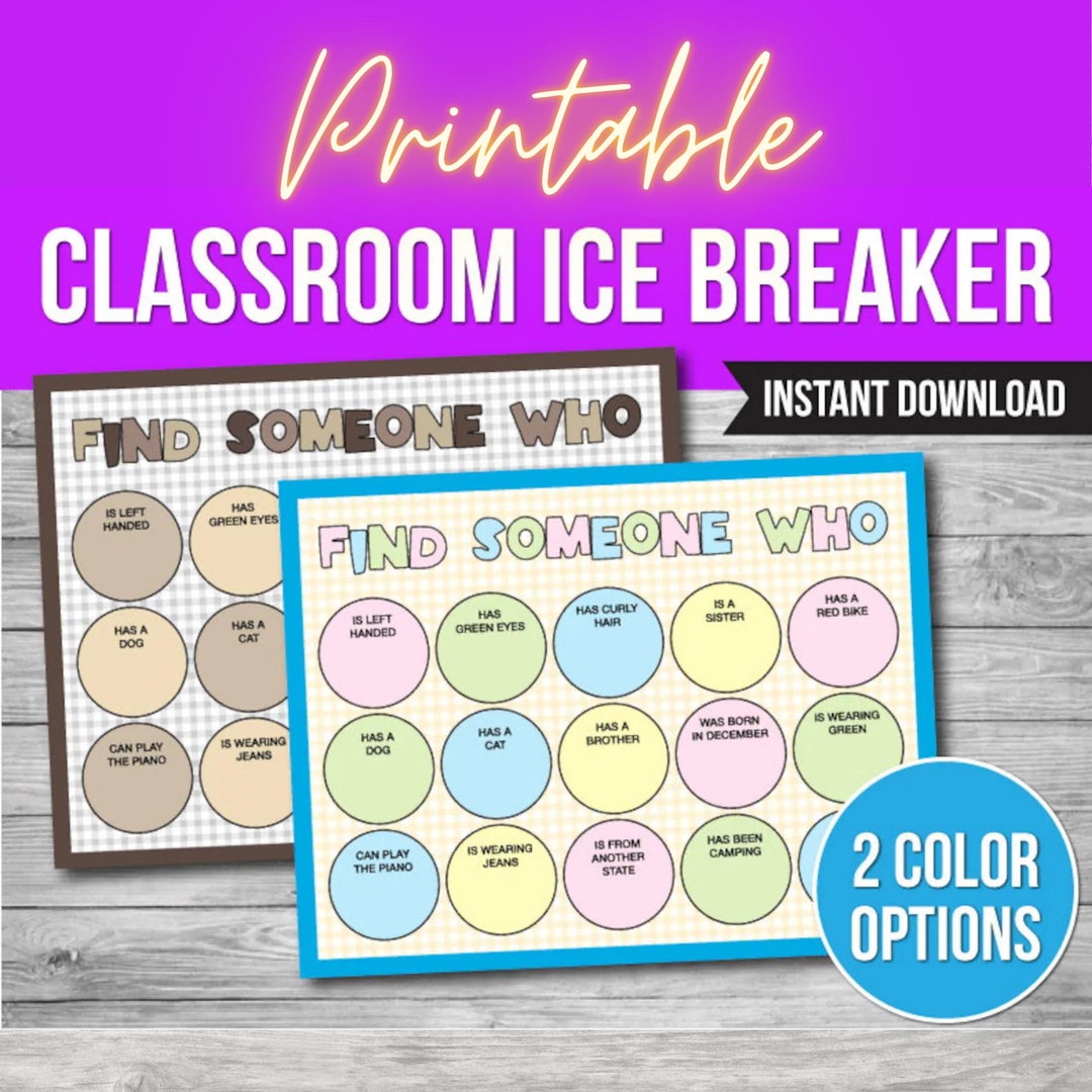 Classroom Ice Breaker Game Printable, Class Group Game Bingo, Kids Ice ...