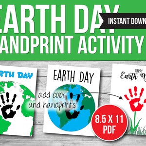 Earth Day Handprint Craft, Printable Spring Art, Kids DIY, Classroom ...