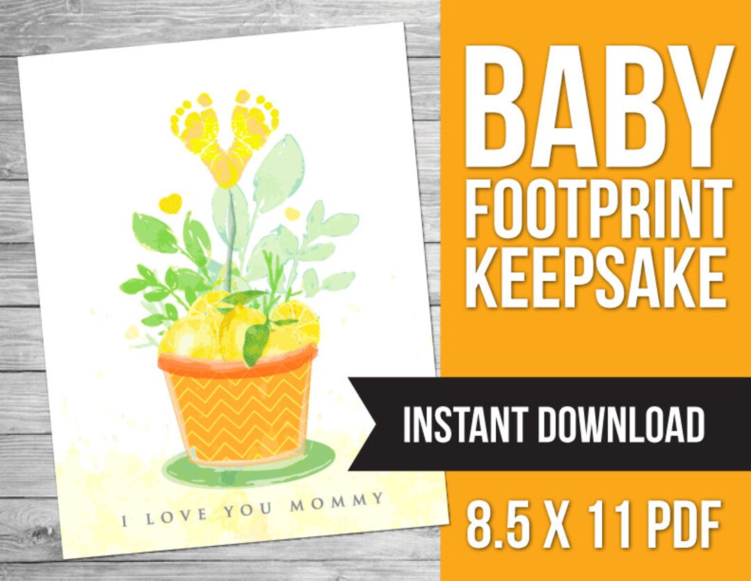 Baby Footprint Art, Printable Footprint Keepsake, Baby Footprint ...