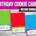 Birthday Cookie Cards: Printable Party Favor (PDF) - Etsy