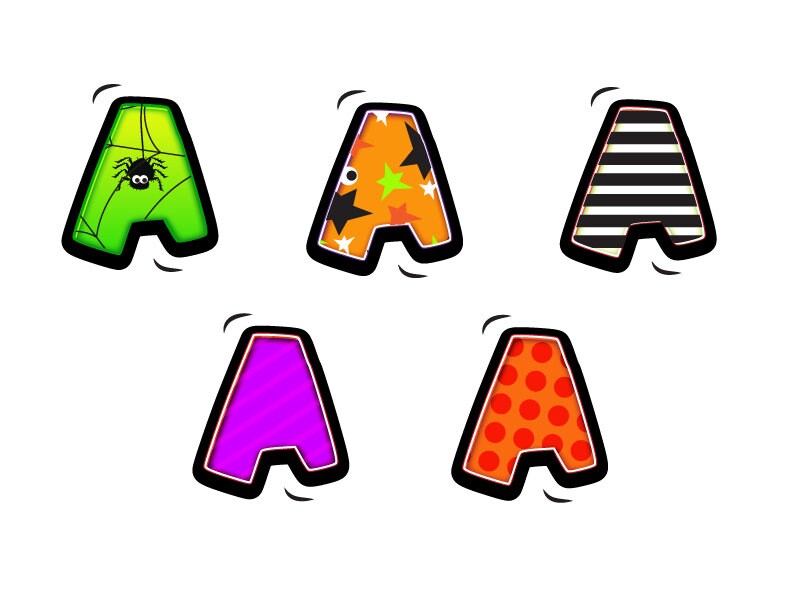Halloween Doodle Letters Clip Art: PNG Alphabet Bundle - Etsy