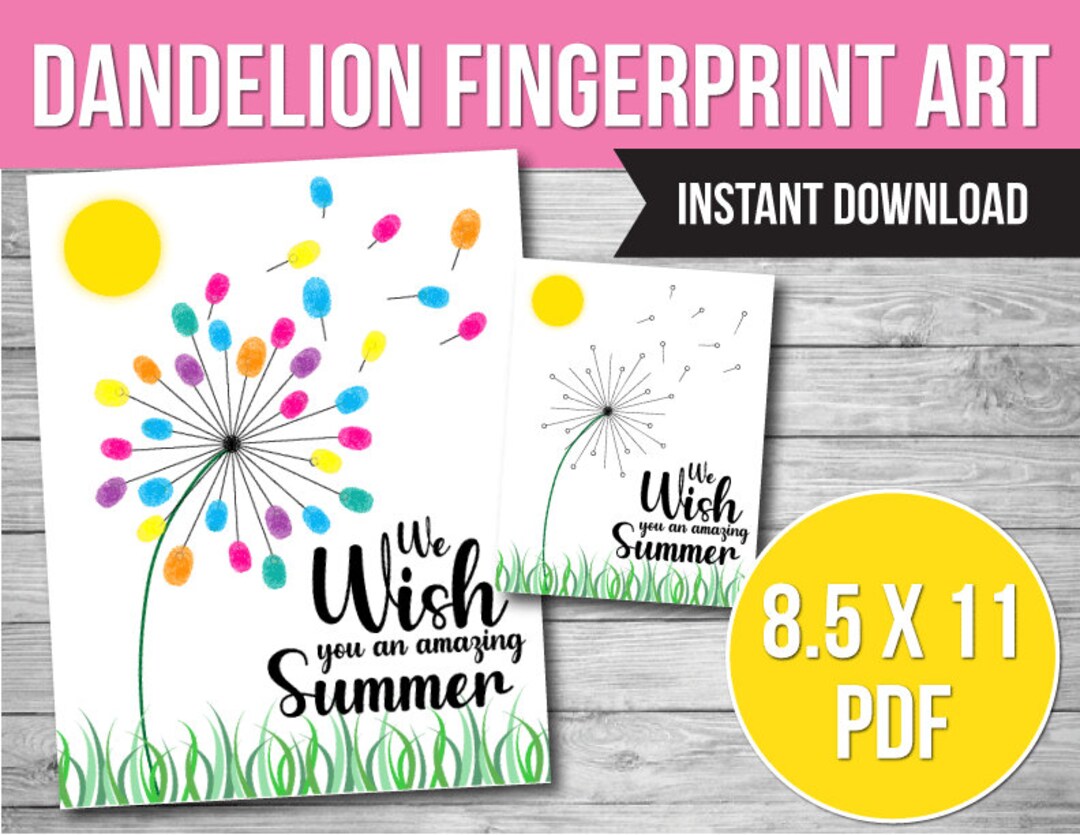 Teacher Gift Dandelion Fingerprint Art Fingerprint Craft - Etsy