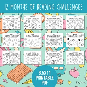 Kids Reading Challenge: Coloring Activity, Printable Tracker (PDF) - Etsy