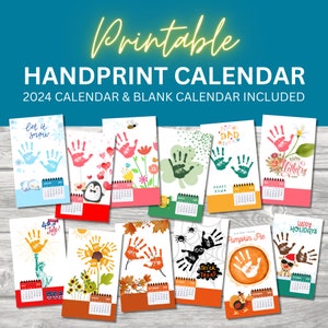 My Handprint Calendar 2024, Memory Book Printable for Toddler, Prek ...