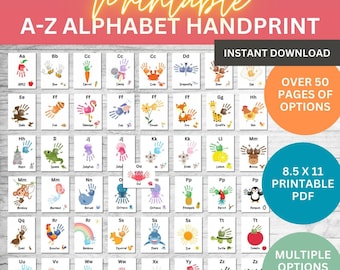 Handprint Art Activity Craft, A-Z Alphabet Handprint Footprint Memory ...