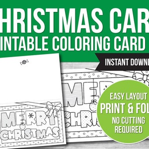 Christmas Printable Coloring Card for Kids, Holiday Activity, 5 Minute ...