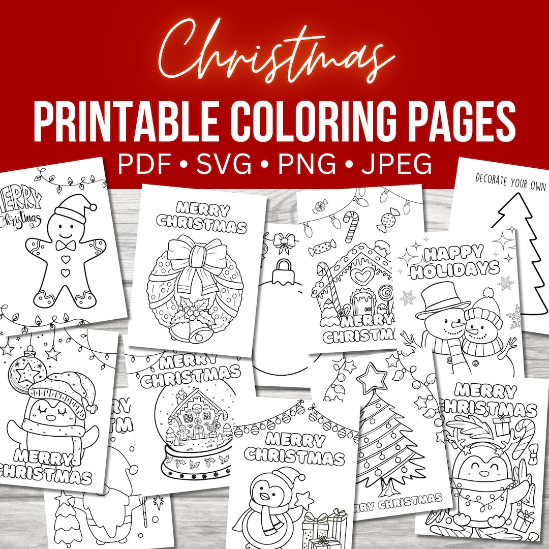 Christmas Coloring Bundle, Festive Holiday Coloring Pages for Kids ...