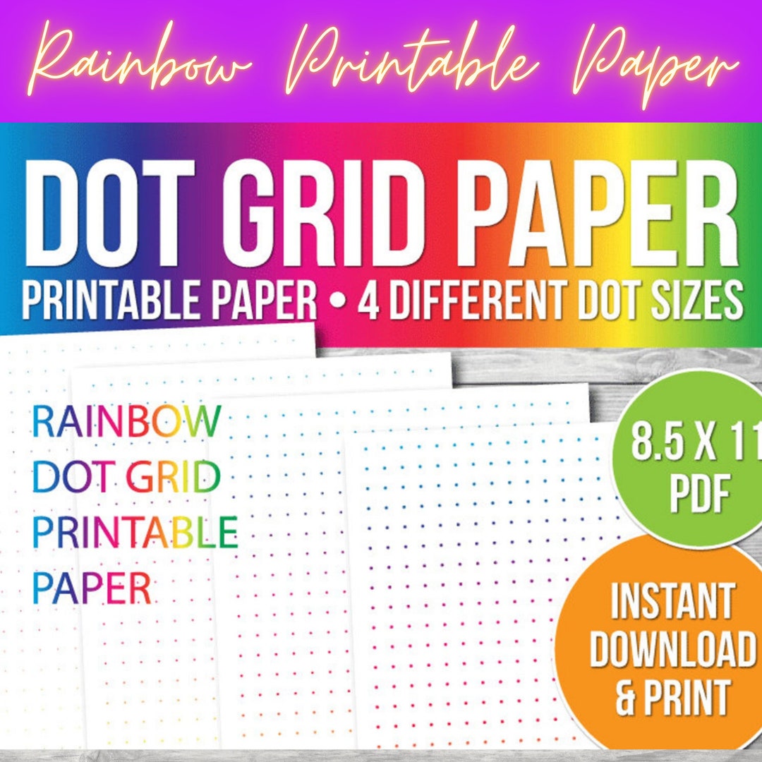 Rainbow Dot Grid Paper, Bullet Journal Dot Grid Paper, Colored Dot Grid ...