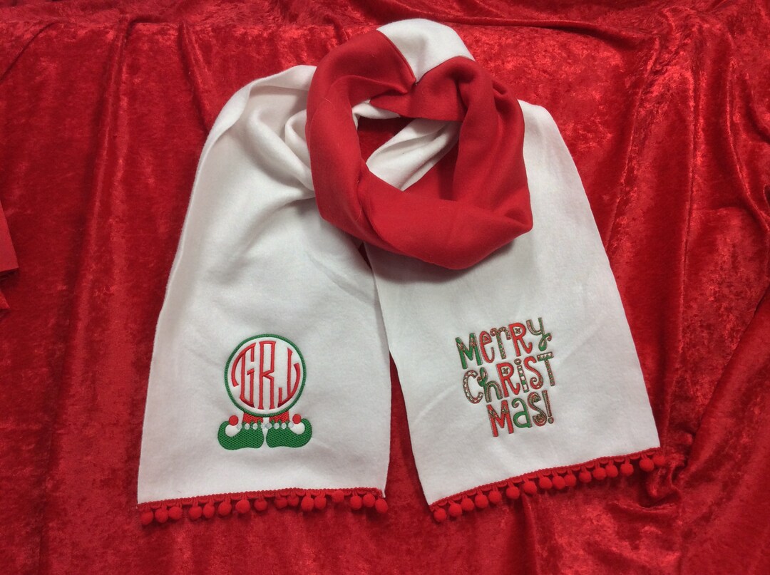 Christmas Scarf Elf Scarf Monogrammed Scarf Personalized Scarf Merry ...