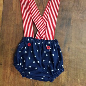 4th of July Bloomers Suspenders Outfit Diaper Cover Bloomers Outfit 4th ...