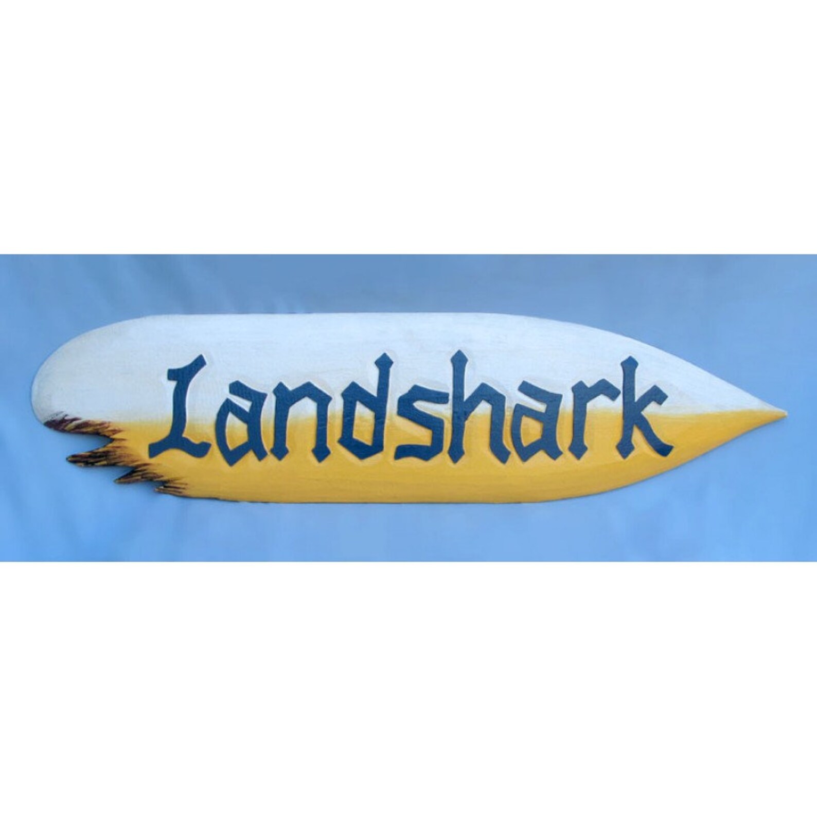 Handcarved LANDSHARK Large Wood Hanging Surfboard Sign With - Etsy
