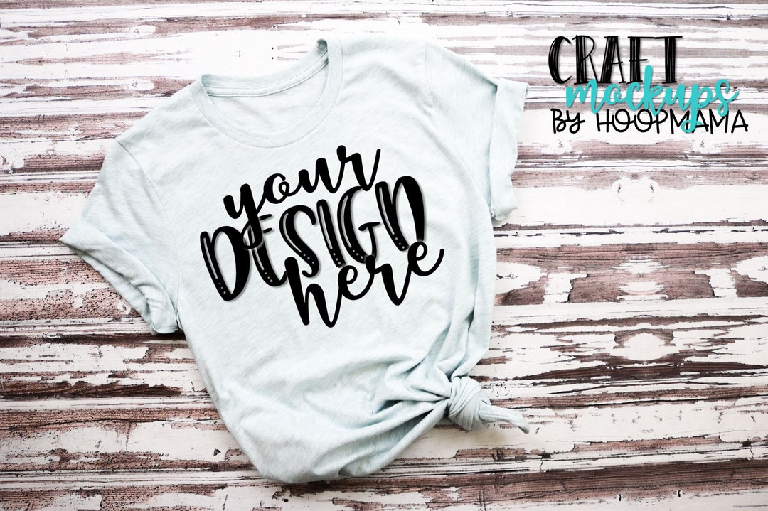 Adult Heather Ice Blue T-shirt Mock up - Bella 3001C - PSD Smart Object ...