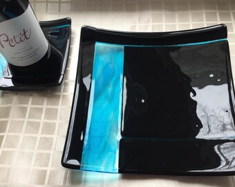 Four Dragon Fly Plate Set, Fused Glass Plates, Everglade's Dragonfly ...