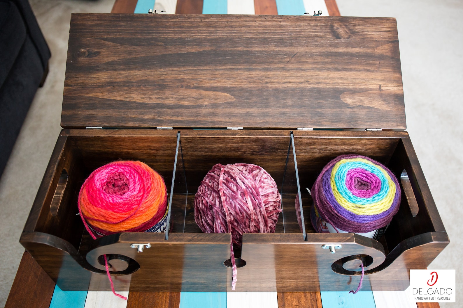 Three-compartment Extra Large Wood Yarn Box With 2 Dividers - Etsy