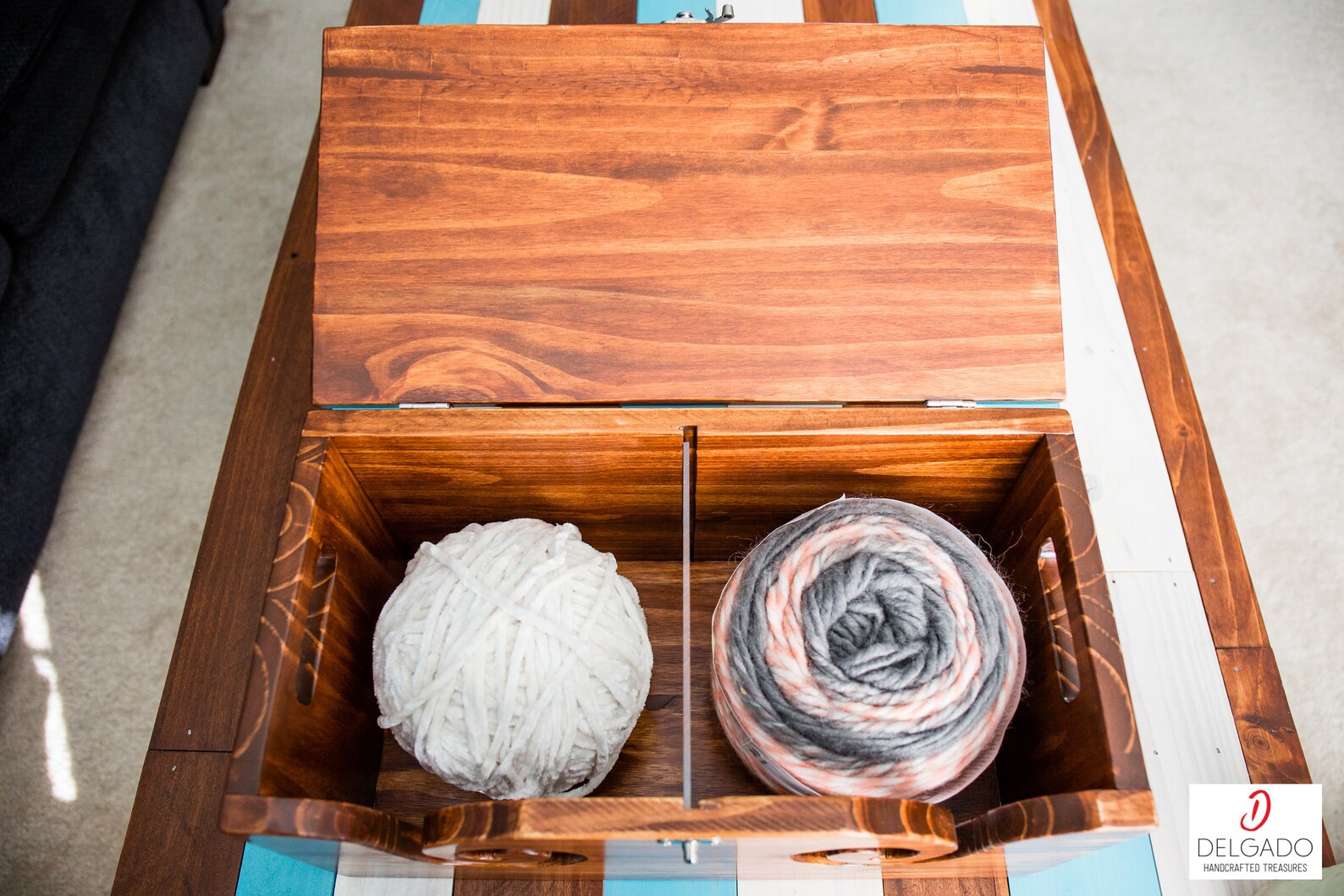 Multipurpose Handmade Wood Yarn Box With Divider Solid Wood - Etsy