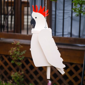 Salmon Crested Moluccan Cockatoo Wood Birdhouse, Yard Art, Hand Painted ...