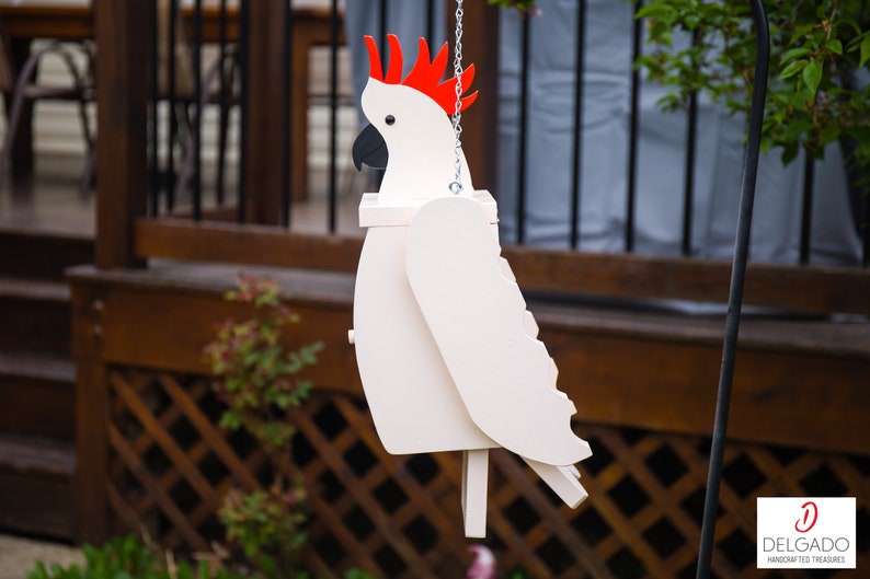 Salmon Crested Moluccan Cockatoo Wood Birdhouse, Yard Art, Hand Painted ...