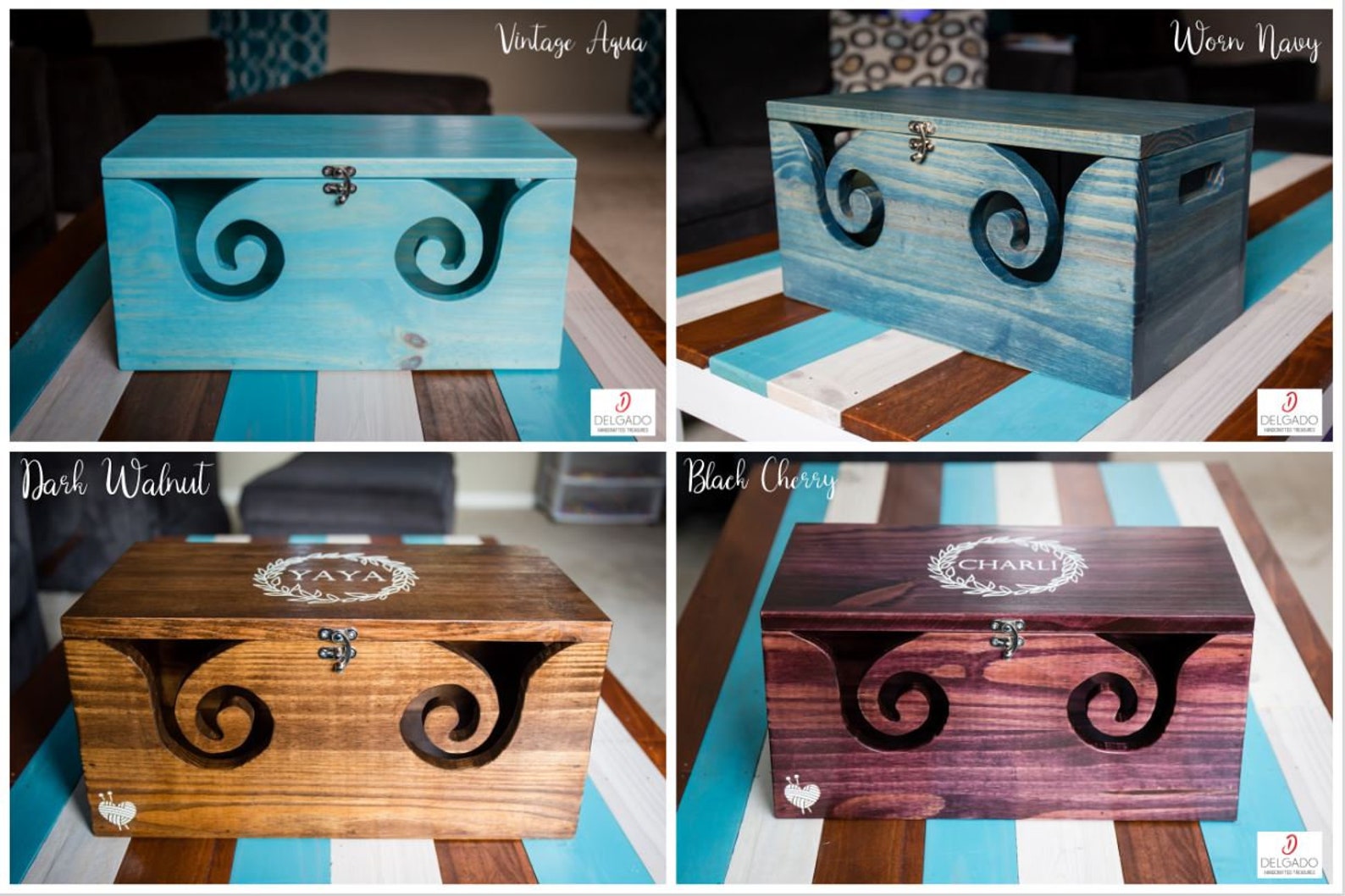 Multipurpose Handmade Wood Yarn Box With Divider Solid Wood - Etsy