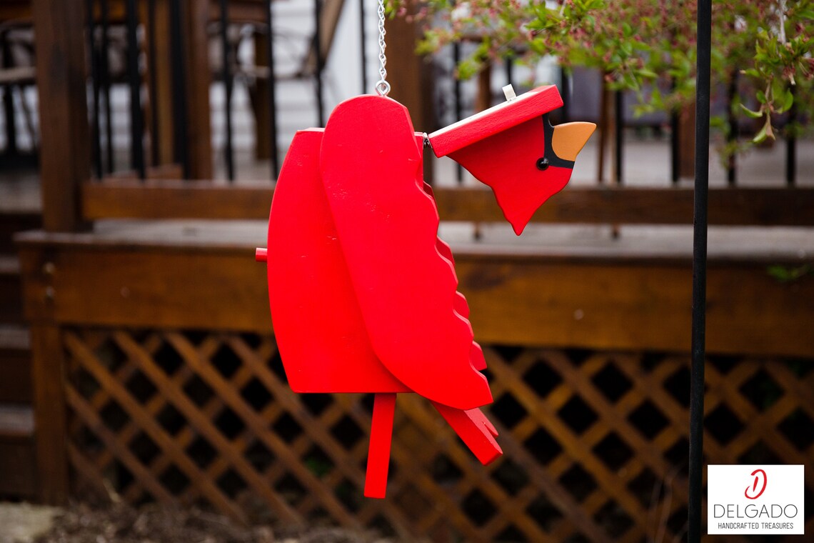 Cardinal Birdhouse Hand Painted Yard Art Handmade Nesting - Etsy