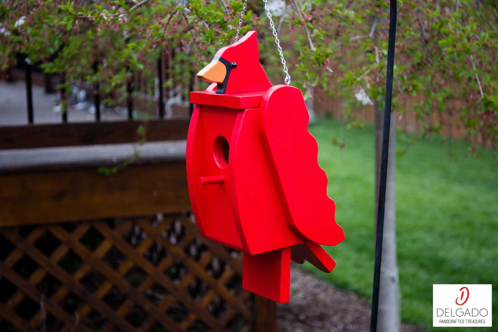 Cardinal Birdhouse Hand Painted Yard Art Handmade Nesting - Etsy