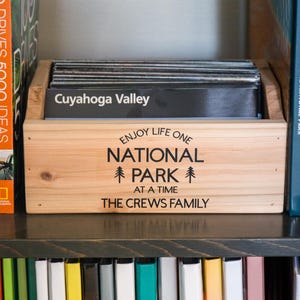 National Park Map Storage Box, Cedar Wood, Custom Vinyl Design, Travel ...