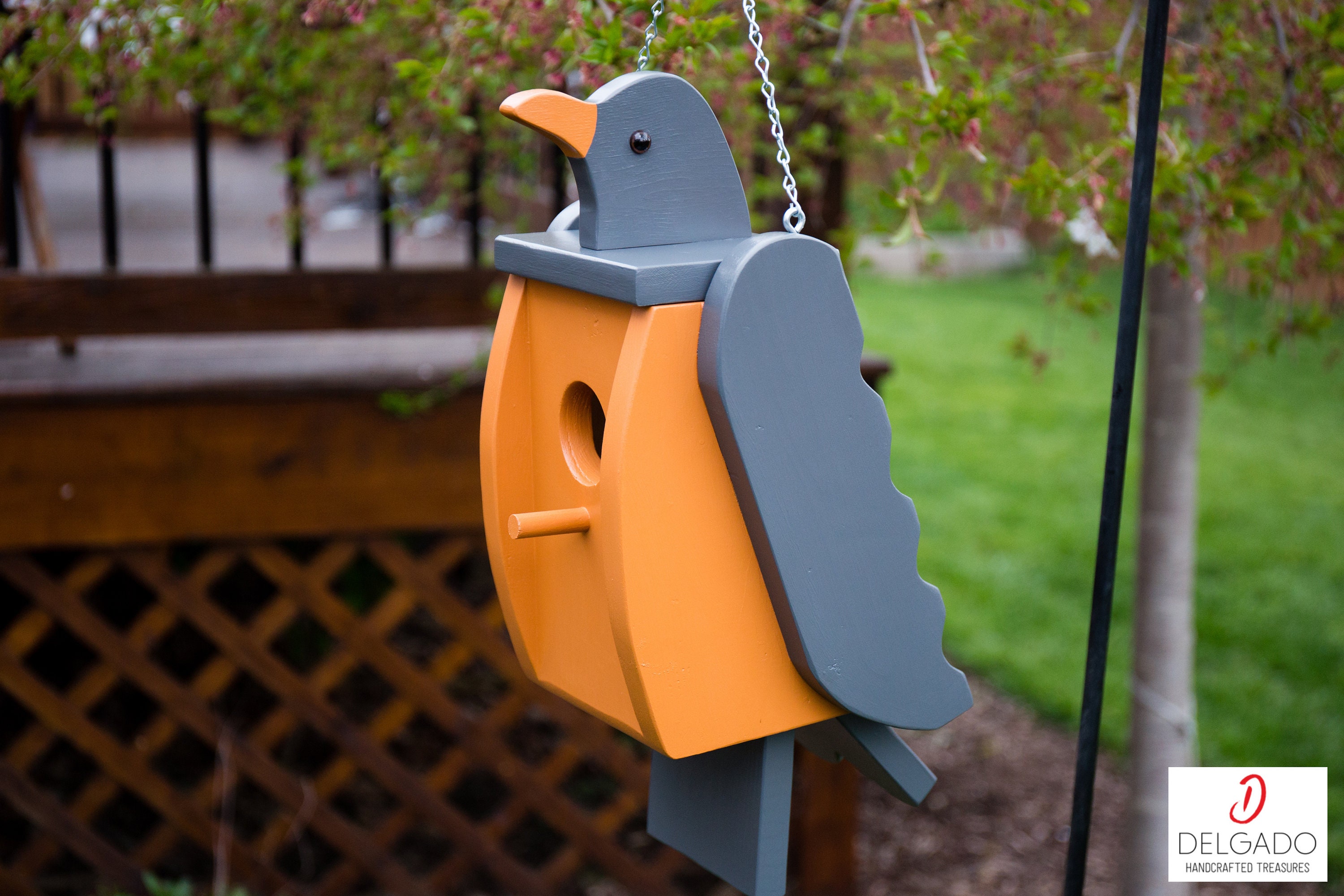 Robin Bird House Yard Art Birdhouse Hand Painted Solid - Etsy