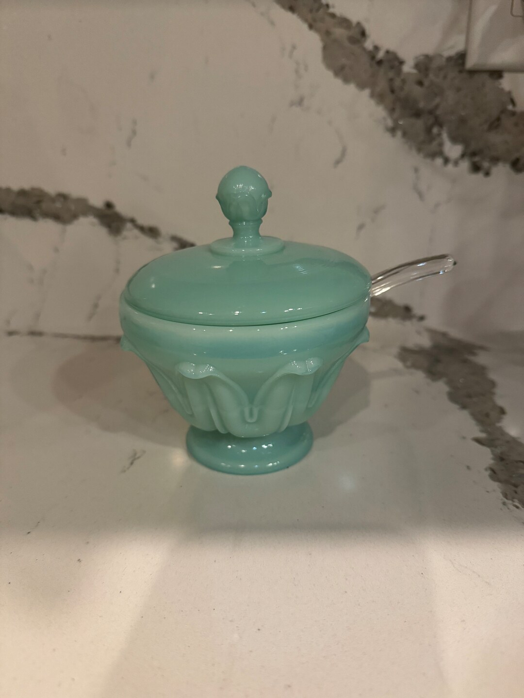 Rare HTF Authentic Fenton Pastel Mint Green Lamb's Tongue Candy Dish ...