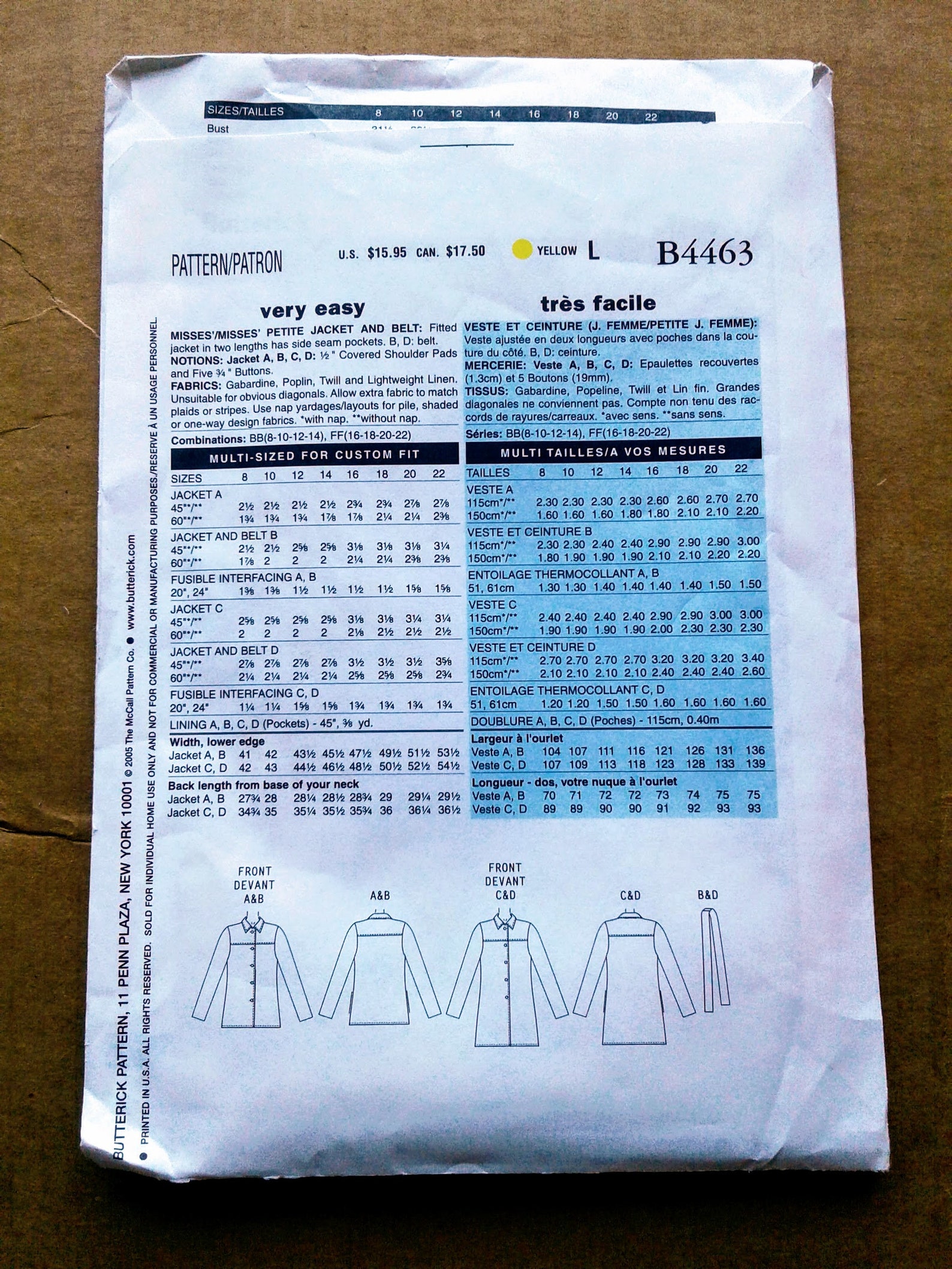 Butterick Fast and Easy Jacket Pattern - Etsy