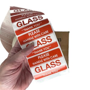 500 Glass Please Handle With Care Label 2 X 3 Roll Permanent Sticker ...