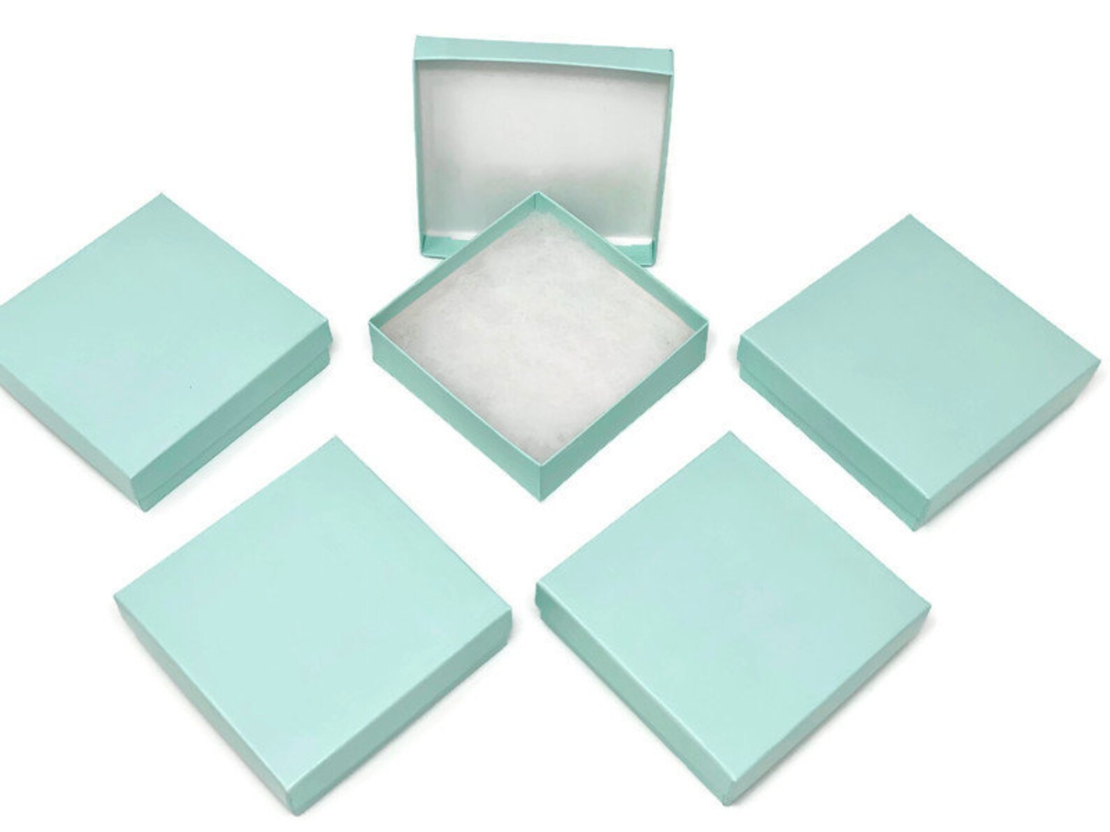 Teal Blue Jewelry Box Cotton Filled Gift Boxes 3 1/2 X 3 1/2 X - Etsy.de