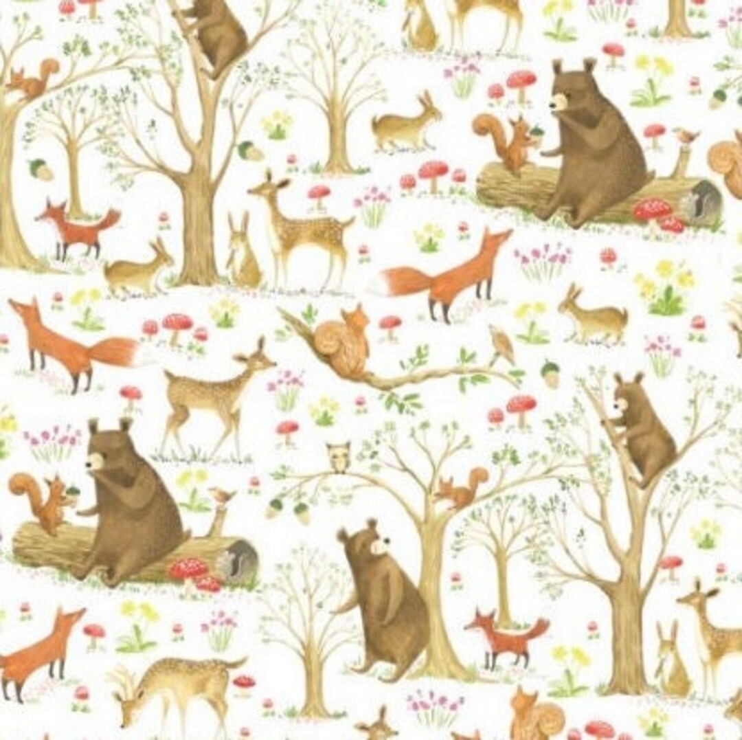 Fairytale Forest Gift Wrap Paper Luxury 30 X 30 Woodland Mushroom Bear ...