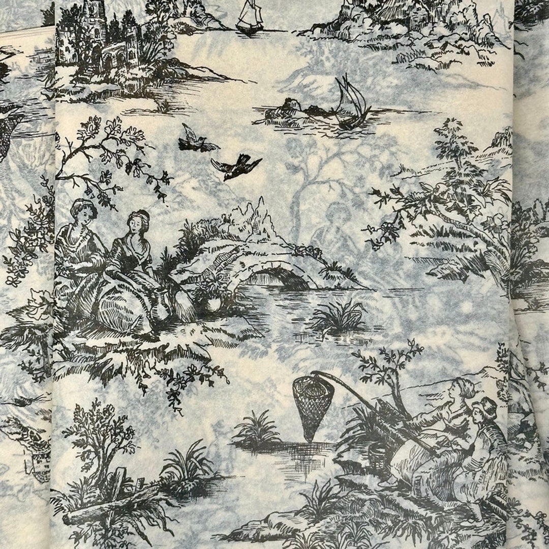 Toile Tissue Paper 24 Sheets 20" X 30" Creamy Beige Black Toile De Jouy ...