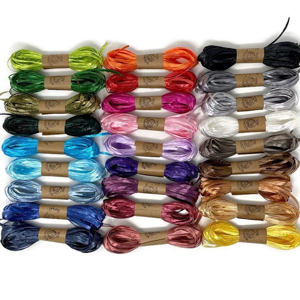 Pearlized Raffia Ribbon 10 Yards Natural Rayon Matte Colored - Etsy