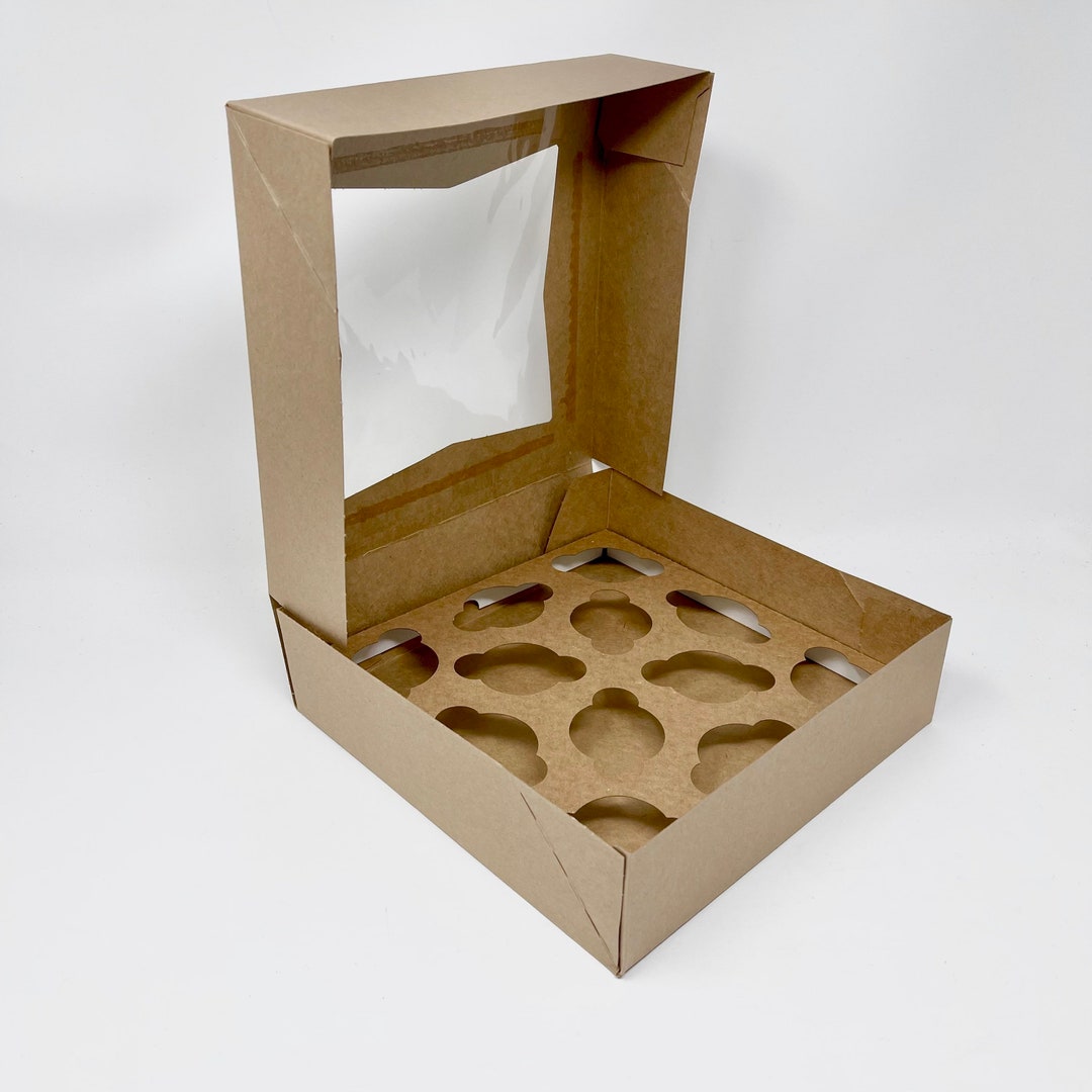 Kraft Bakery Box & Mini Cupcake Insert Popup Window 9 X 9 X 2 1/2 Gift ...