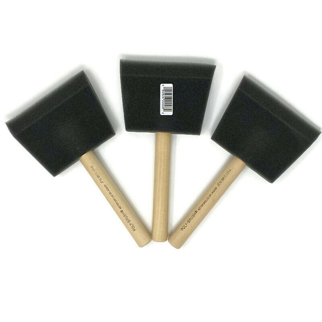 Foam Sponge Brush Wood Handle 4 Inch 3 Pack JEN USA Paint Glue ...