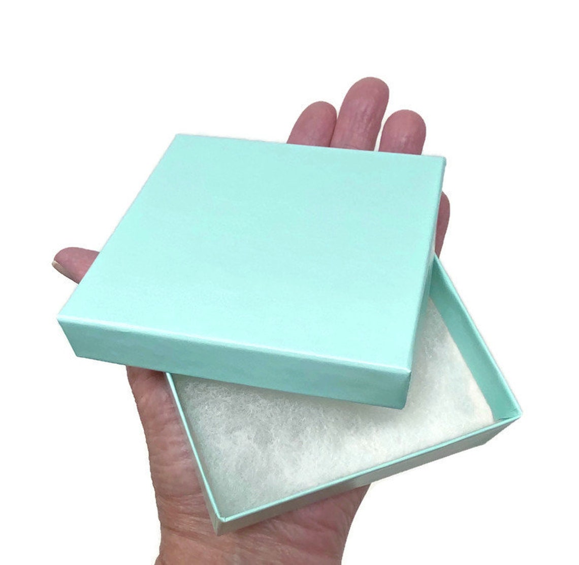 Teal Blue Jewelry Box Cotton Filled Gift Boxes 3 1/2 X 3 1/2 X | Etsy