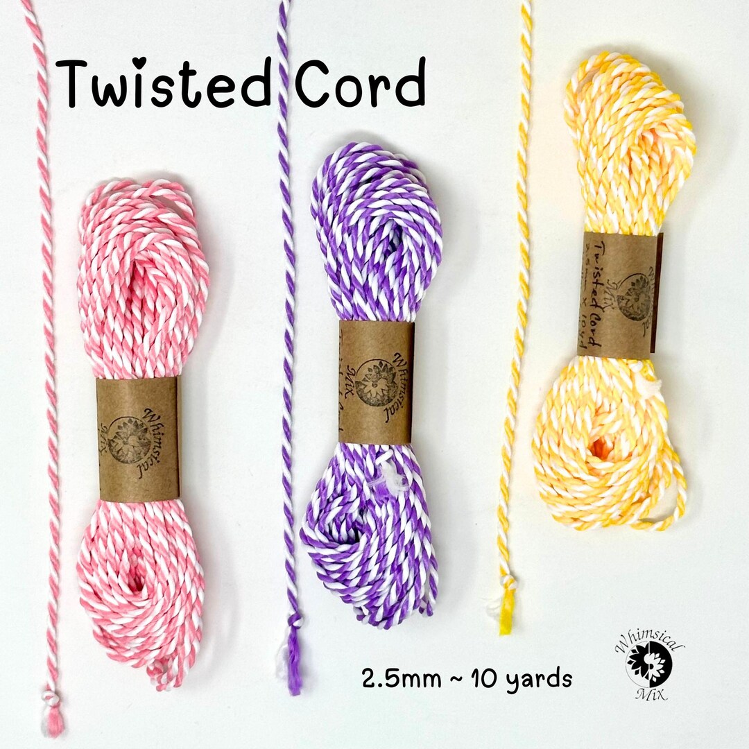 Twisted Cord Chunky Twine 10 Yards 2.5mm Pink Yellow Purple Gift Ribbon ...