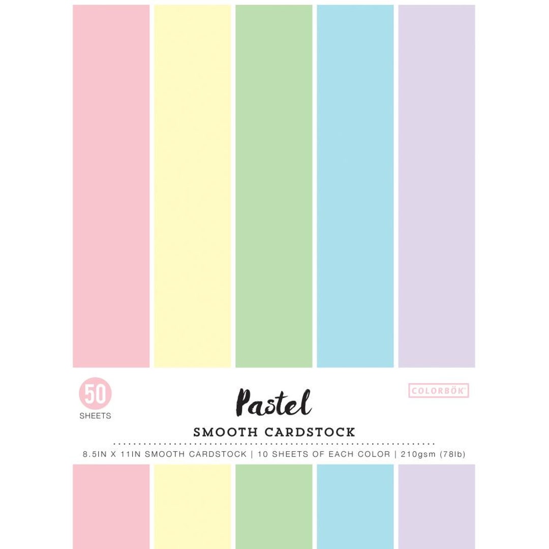 Colorbok 78lb Smooth Cardstock 50 Sheets 8.5x11 Inch Solid Pastel ...