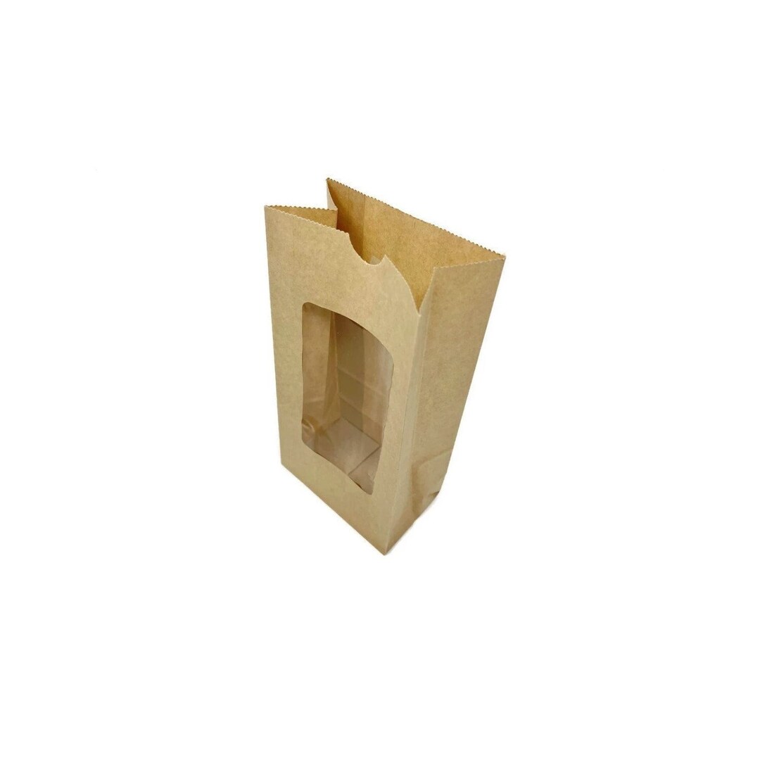 Kraft Paper Bags Window 10-20ct 4 LB 5x3x9 5/8" Cookie Donut Candy ...