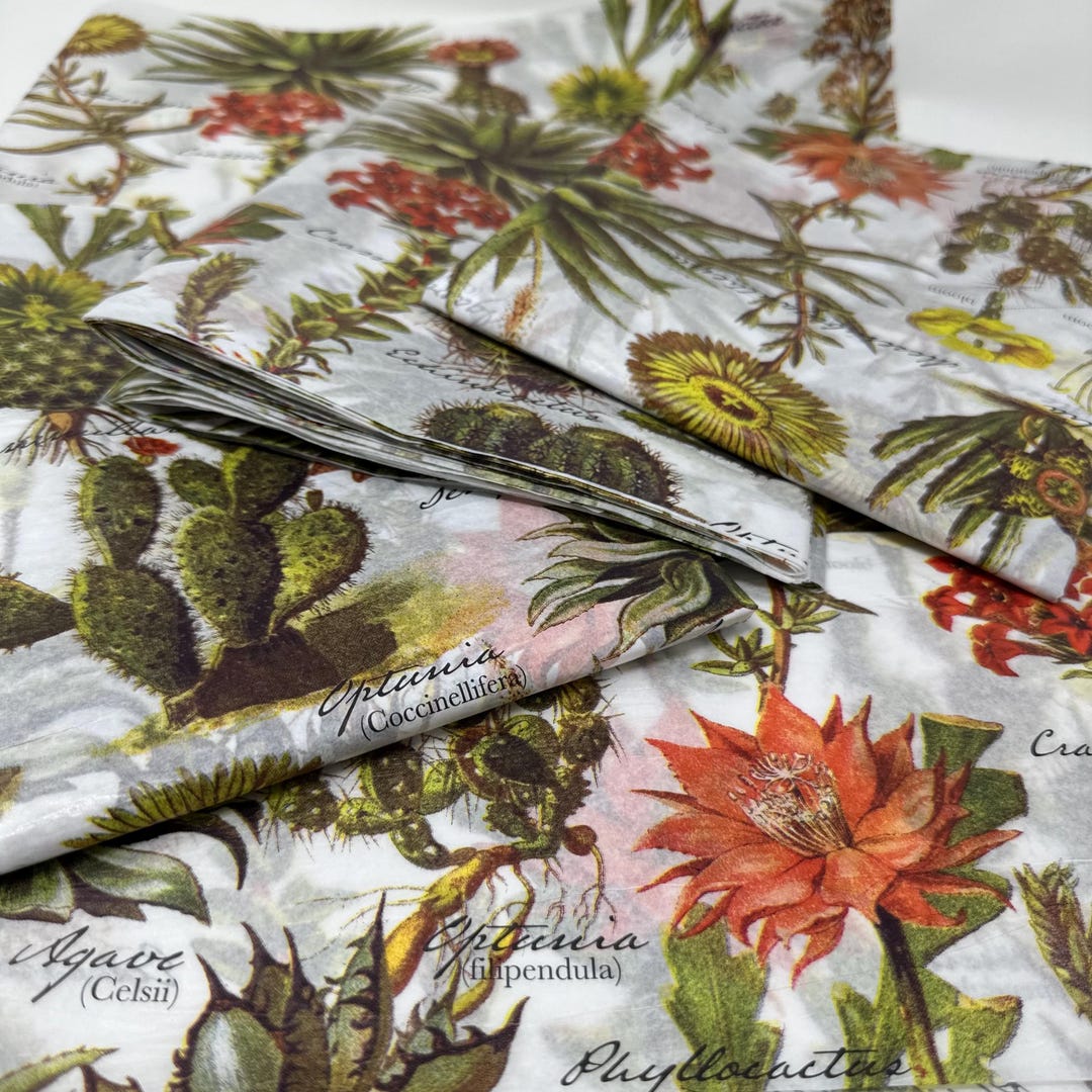 Desert Garden Botanical Tissue Paper 20" X 30" 5-10 Sheets Color Cactus ...