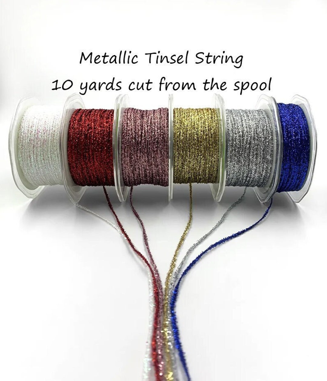 10 Yds Metallic Tinsel String 1/8 Inch Non-wire Cord Sparkle Glitter ...