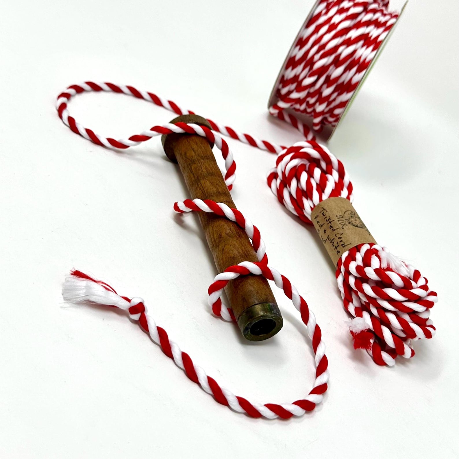 Red & White Twisted Cord 1/4" Ribbon 2 - 5 Yds Chunky Thick Twine ...