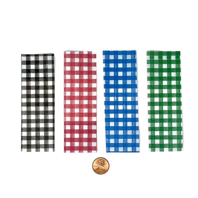 Gingham Napkin Bands 25-50 Self Adhesive Paper Cutlery Wrap Ring ...