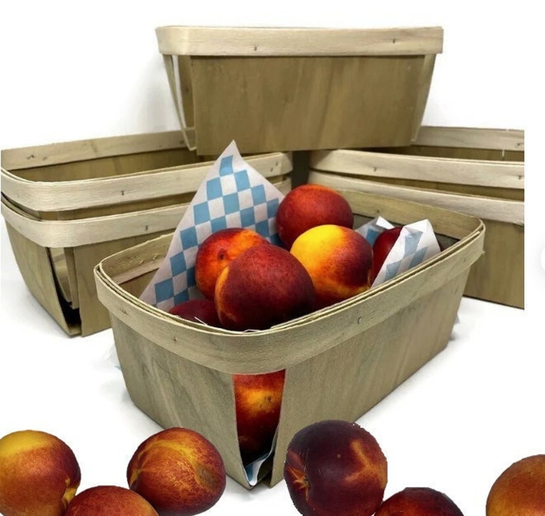 Wooden Berry Basket 4QT 11.5 × 7.75 × 4.25" Rectangle Natural Wood ...