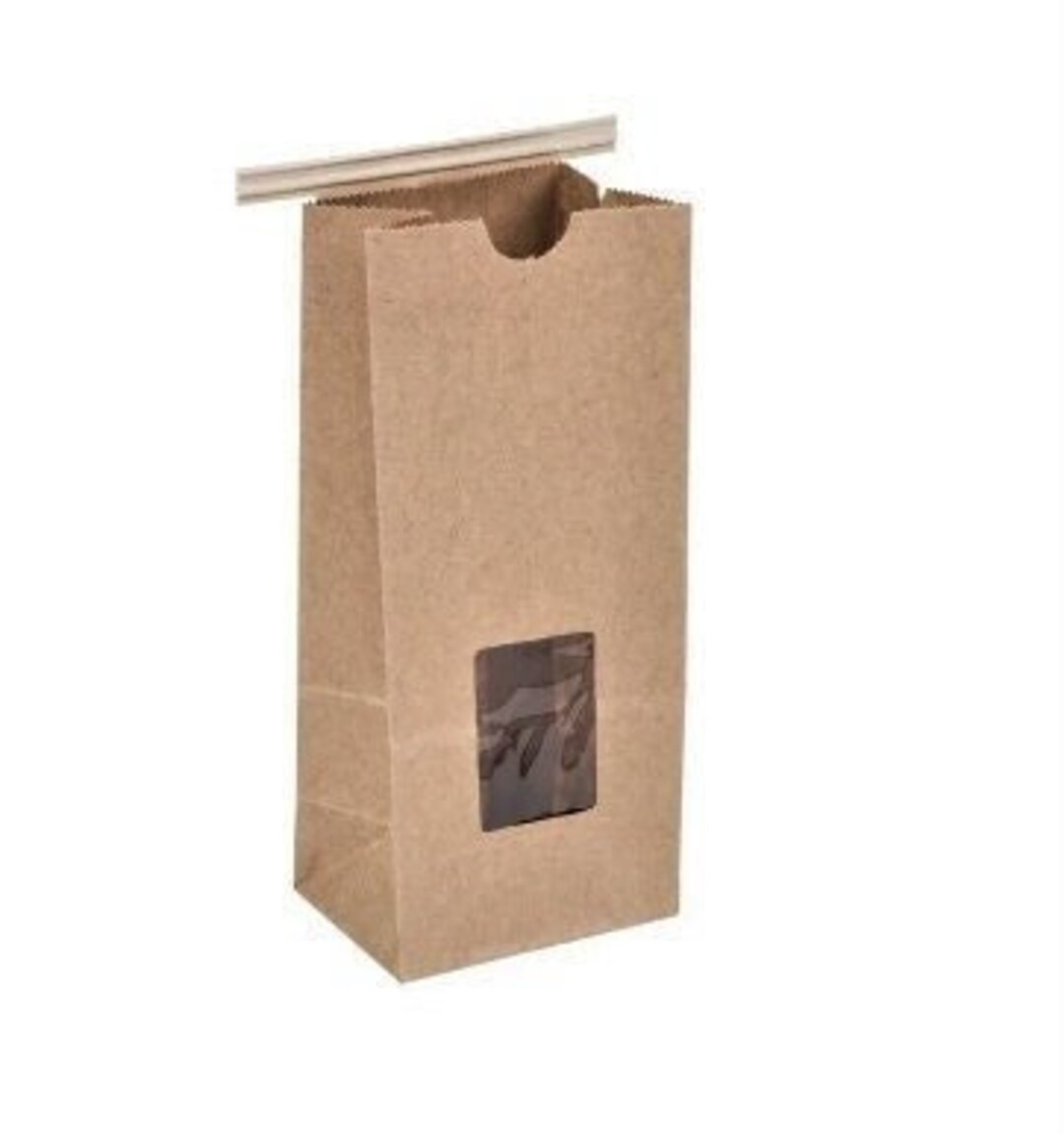 25 Kraft Tin Tie Window Bag 1/2 Lb Cookie Donut Candy Chips Granola Pet ...