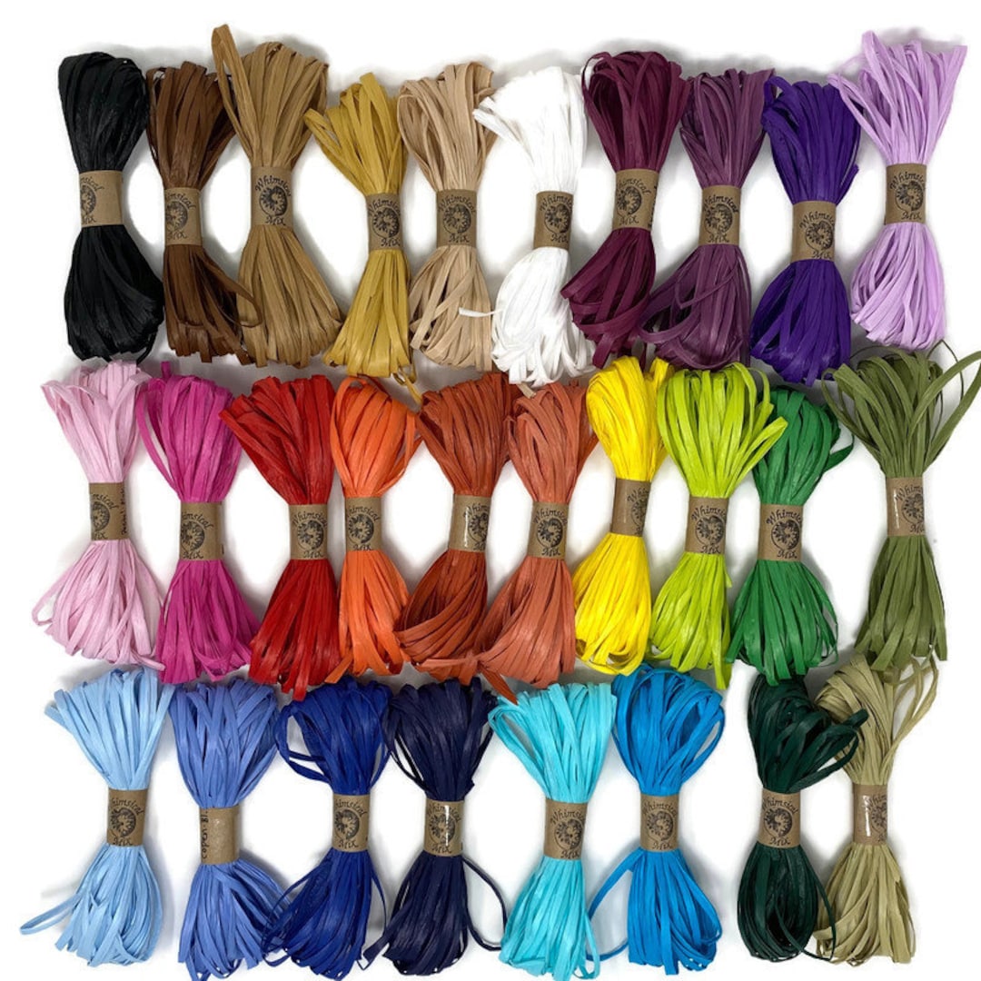 Matte Raffia Ribbon 10 Yards Natural Rayon Colored Yarn Party Gift Wrap ...