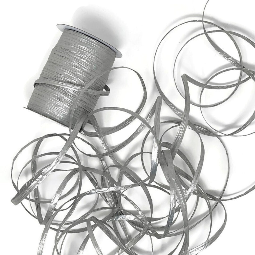 Metallic Silver Paper Raffia Ribbon 100 YDS Party Decor Gift Paper ...