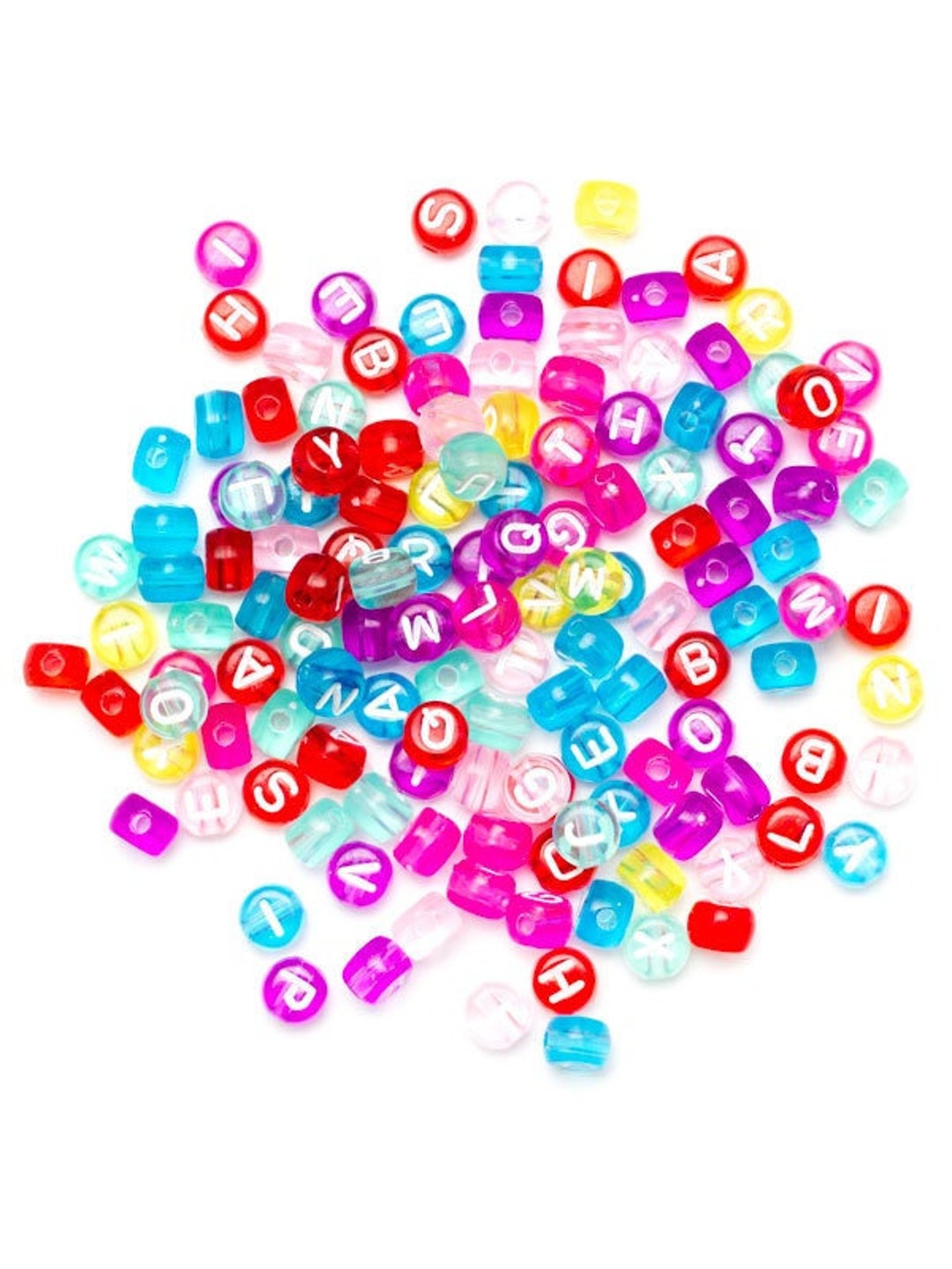 Rainbow Alphabet Circle Beads 140pc Plastic ABC Bracelet - Etsy