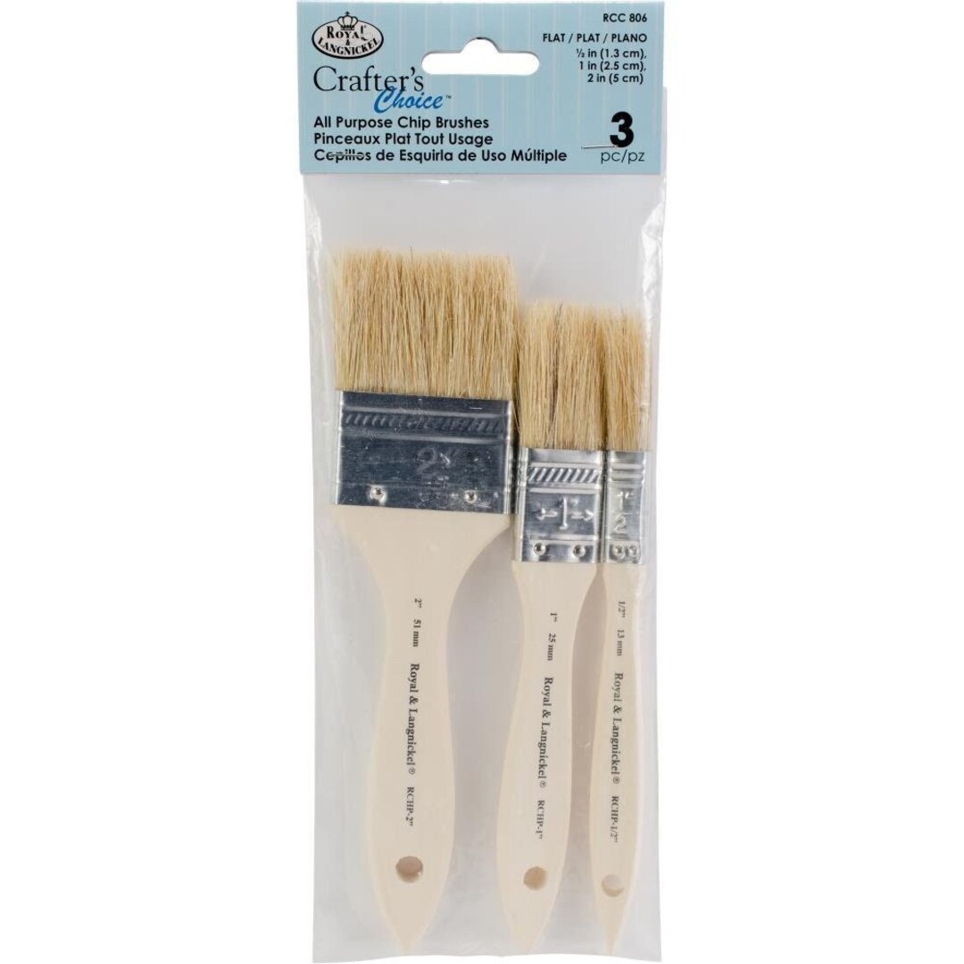 All Purpose Chip Brush 3 Pack 1/2"-1"-2" Assorted Sizes Crafter's ...