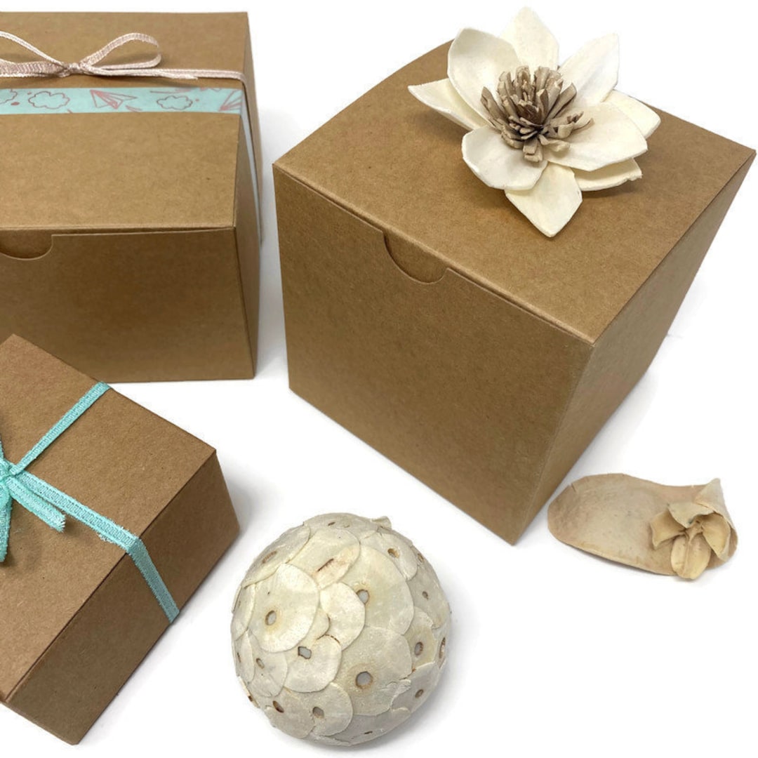 5 Kraft Gift Boxes 4 X 4 X 4" Tuck Top Lid Eco Friendly - Etsy